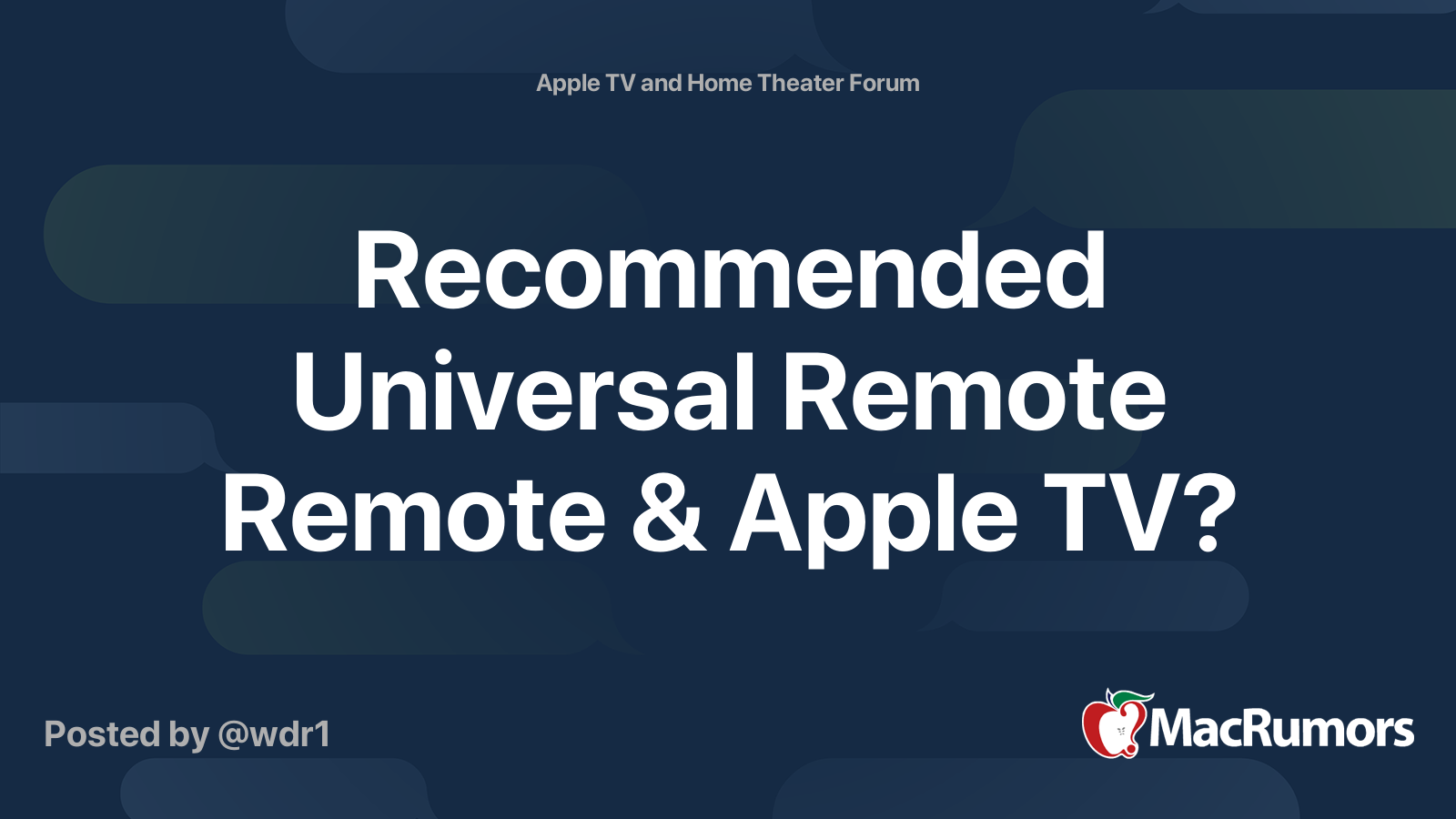 Recommended Universal Remote Remote & Apple TV? | MacRumors Forums