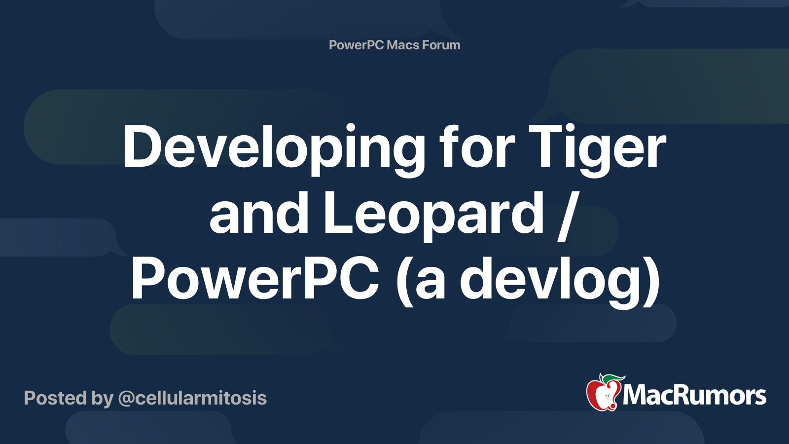 Developing for Tiger and Leopard / PowerPC (a devlog) | MacRumors Forums