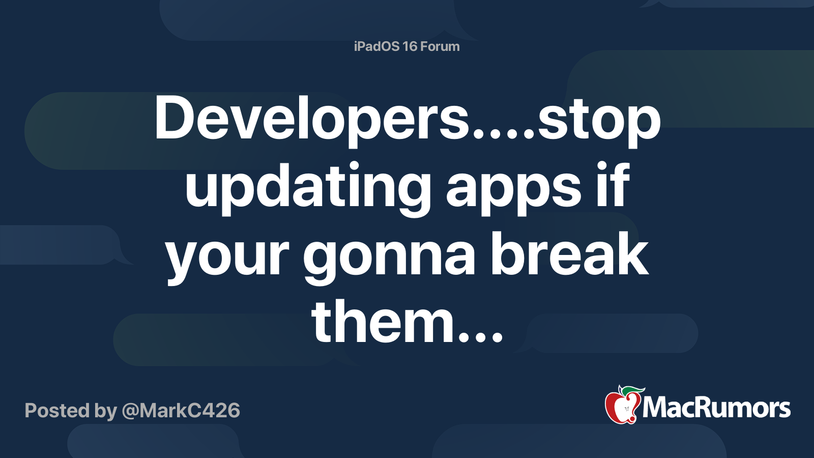 Developers....stop updating apps if your gonna break them... | MacRumors Forums
