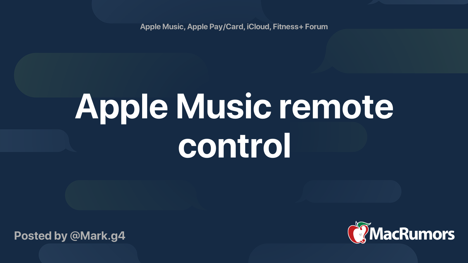 Apple Music remote control | MacRumors Forums