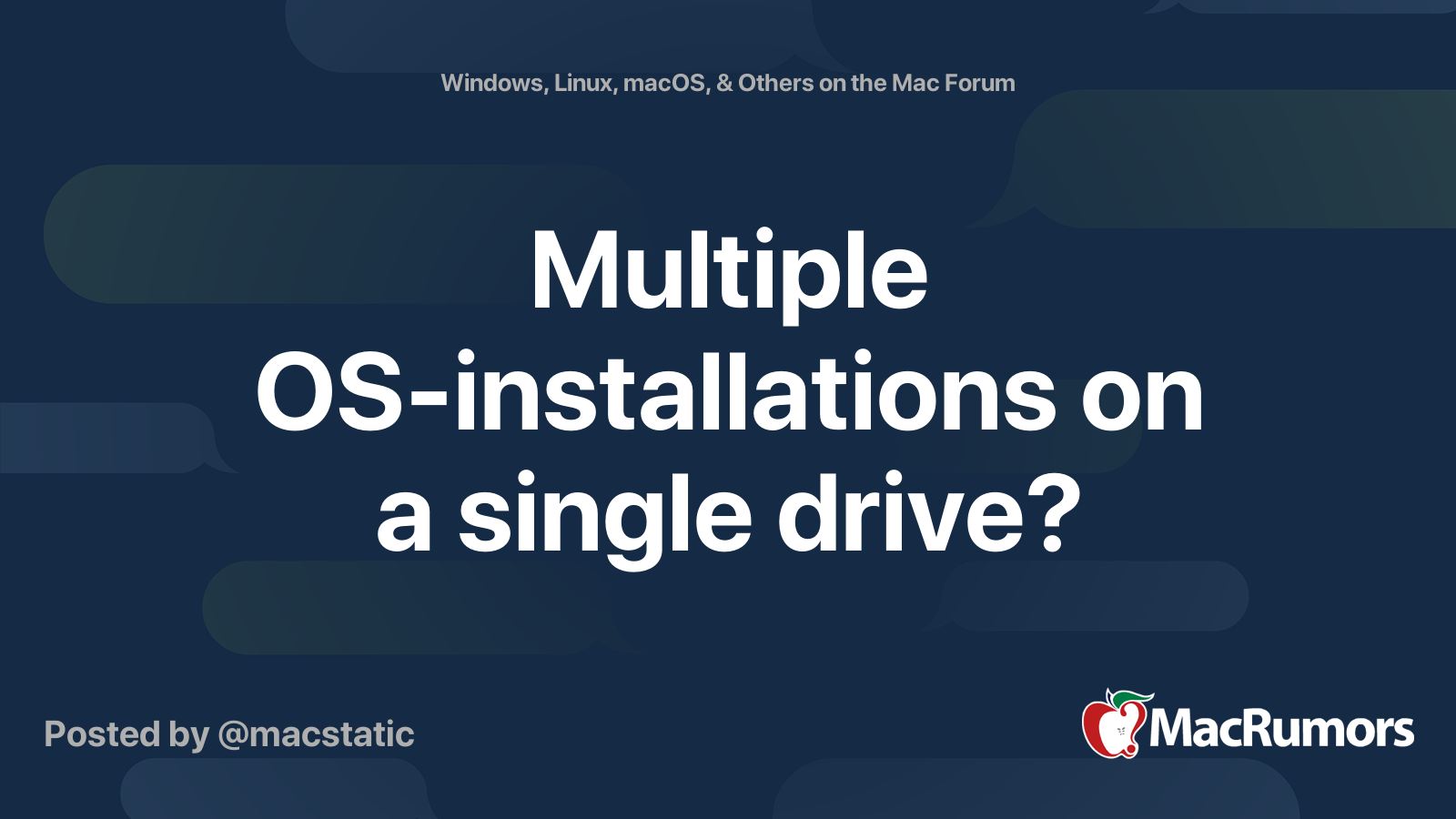 Multiple OS-installations on a single drive? | MacRumors Forums