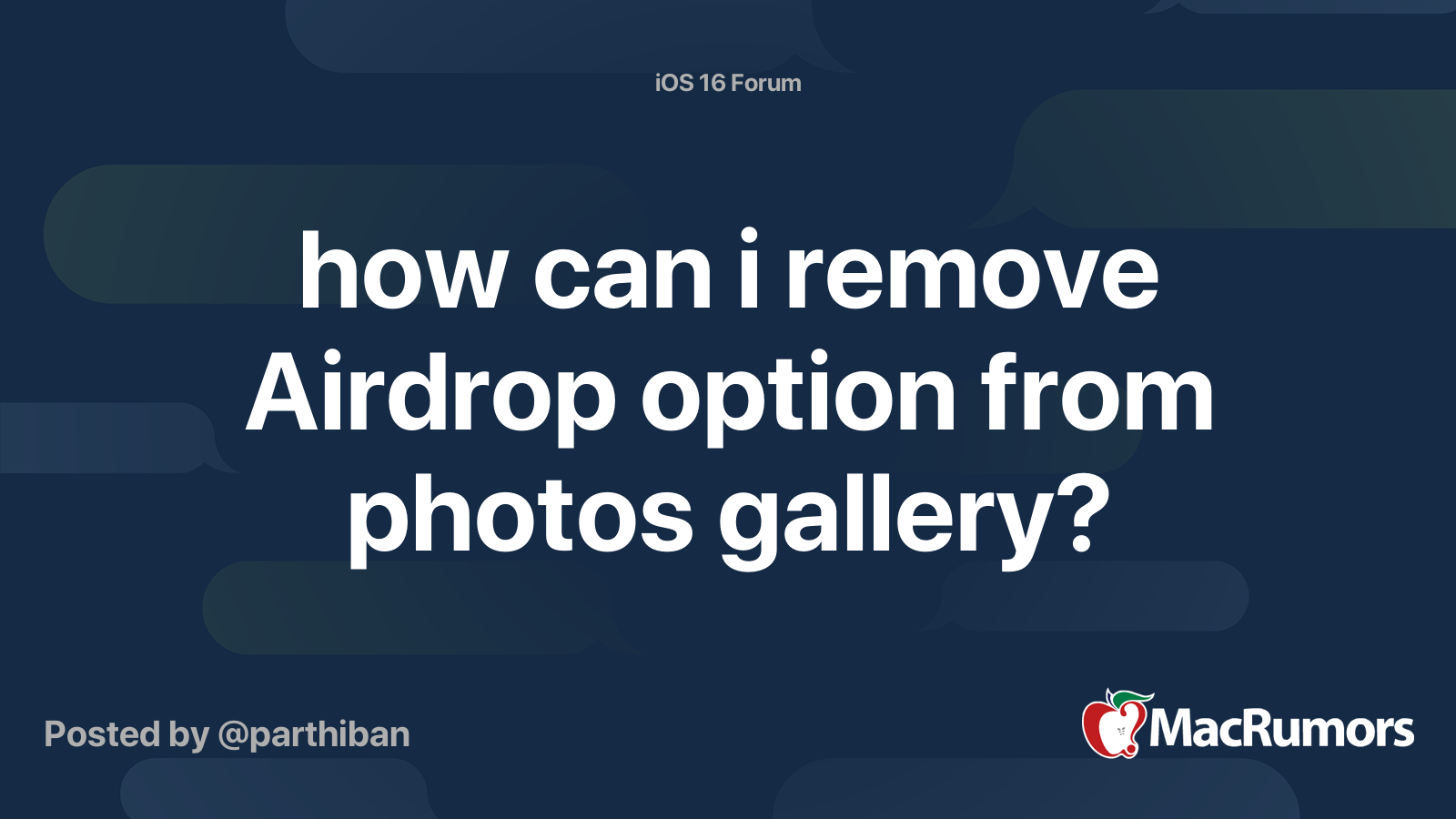 how can i remove Airdrop option from photos gallery? | MacRumors Forums