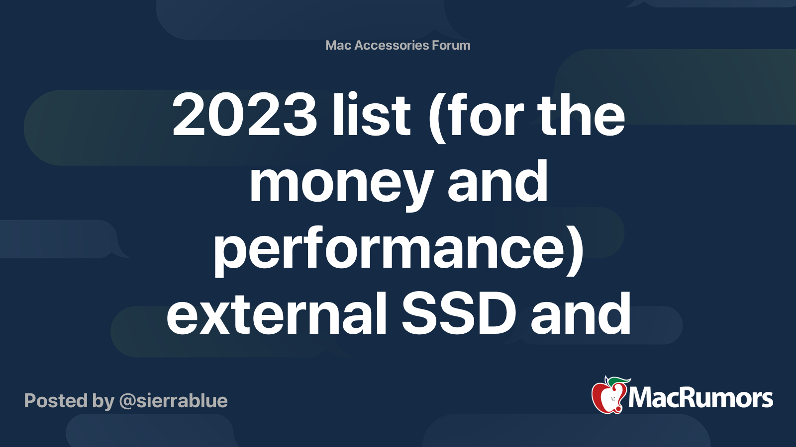 2023 list (for the money and performance) external SSD and enclosure for M1 Air | MacRumors Forums