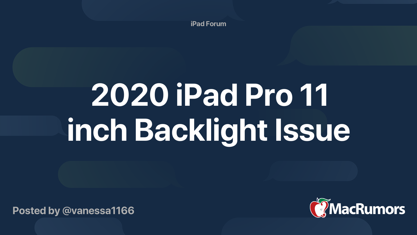2020 iPad Pro 11 inch Backlight Issue | MacRumors Forums
