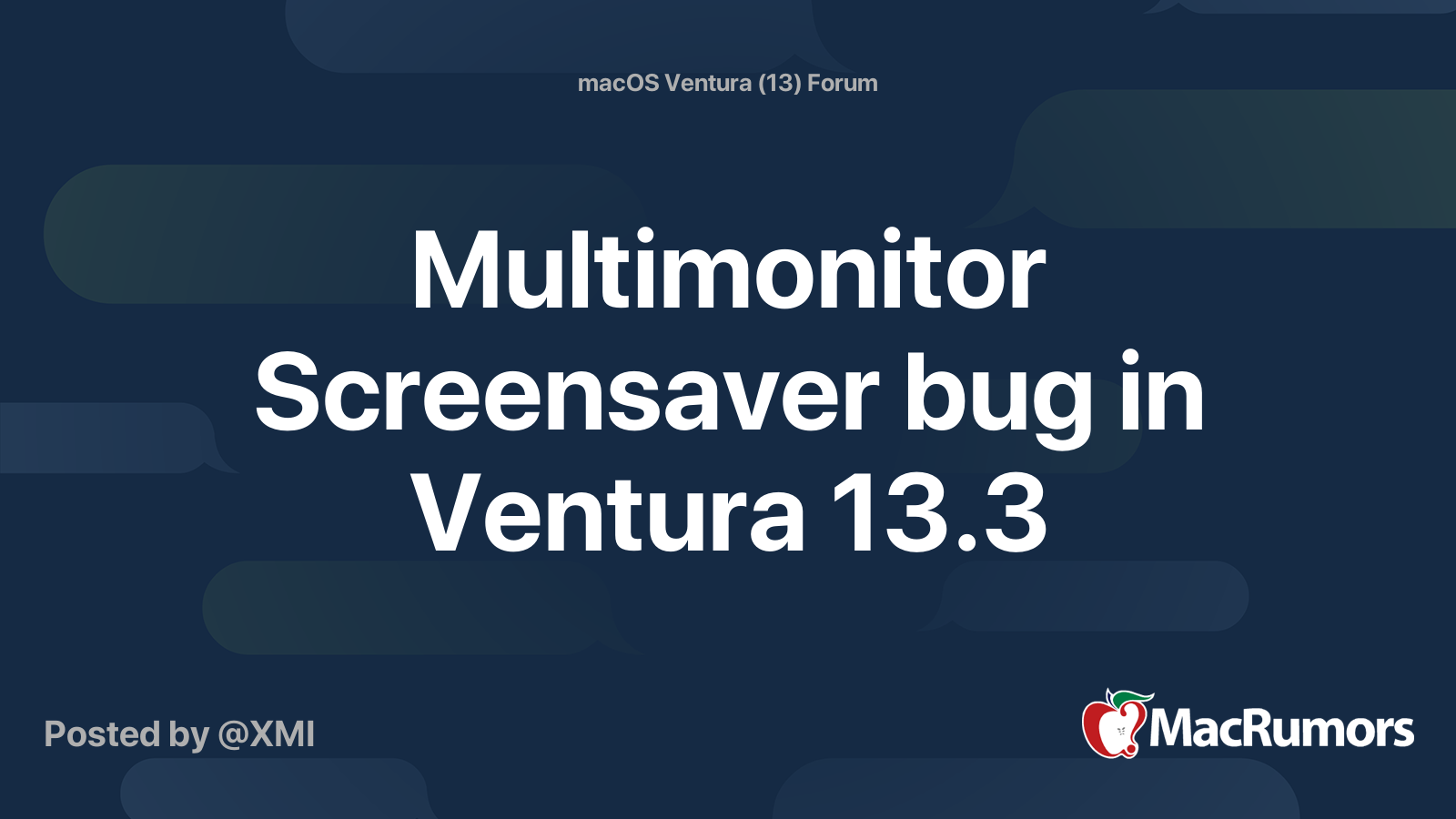 Multimonitor Screensaver bug in Ventura 13.3 | MacRumors Forums