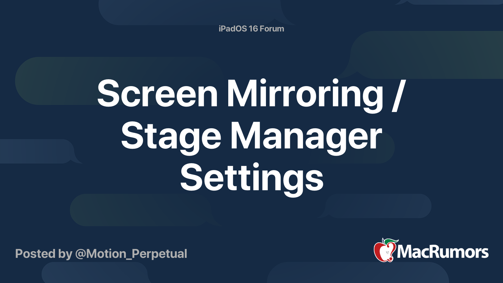 Screen Mirroring / Stage Manager Settings | MacRumors Forums