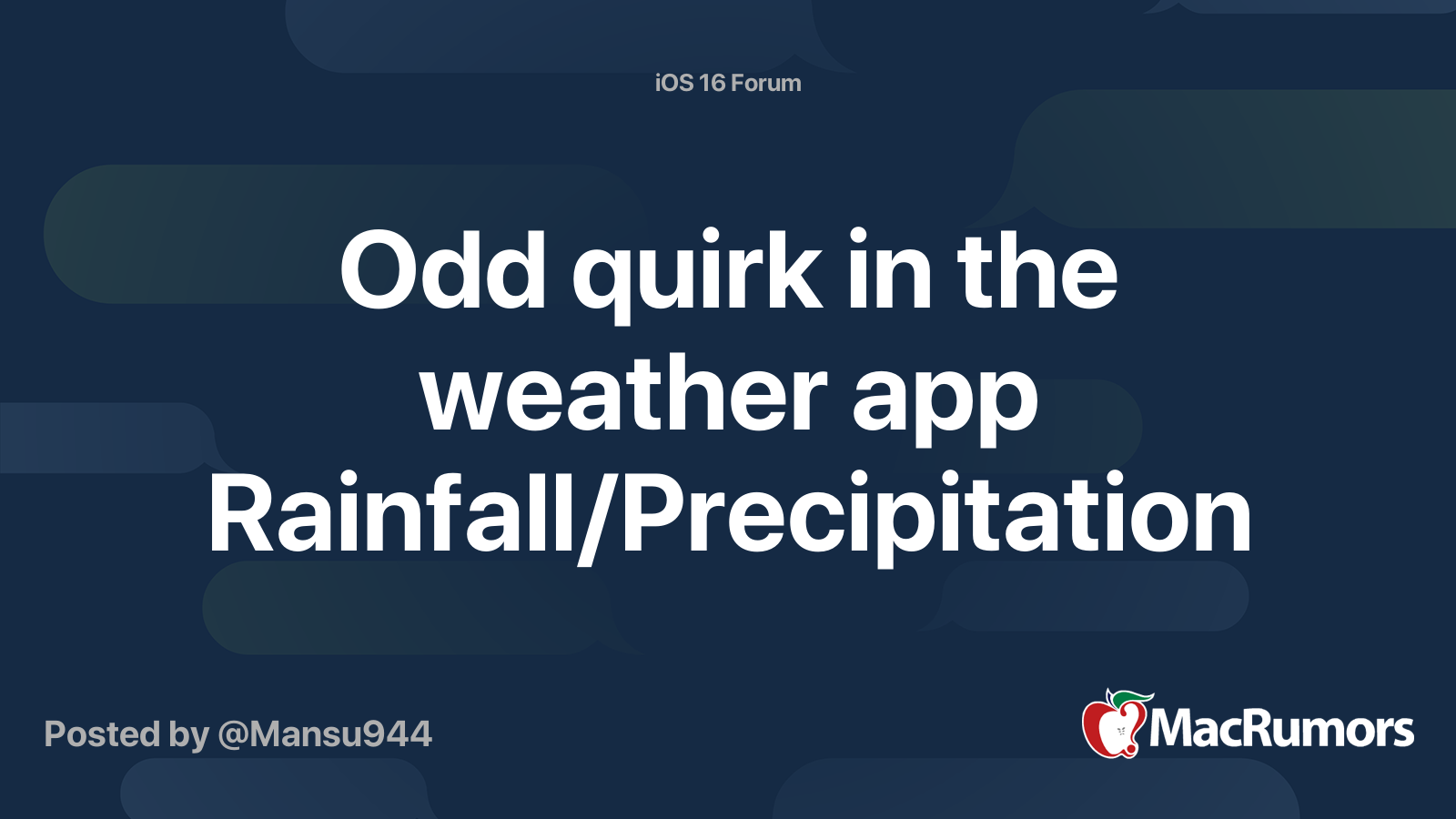 Odd quirk in the weather app Rainfall/Precipitation | MacRumors Forums