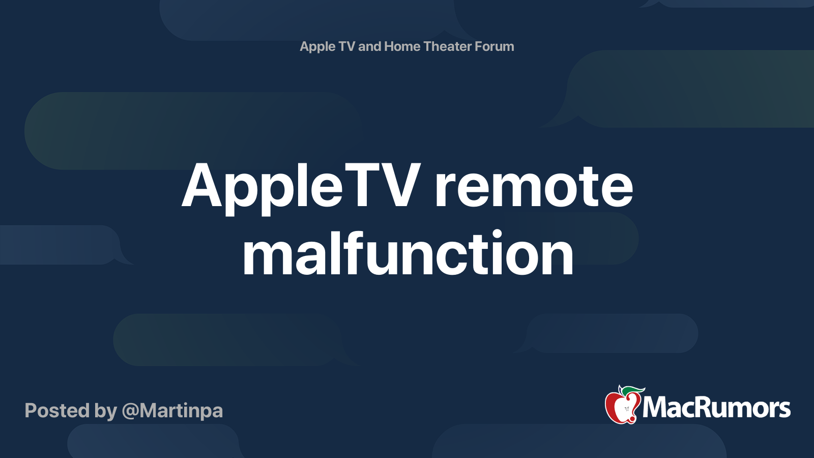 AppleTV remote malfunction | MacRumors Forums
