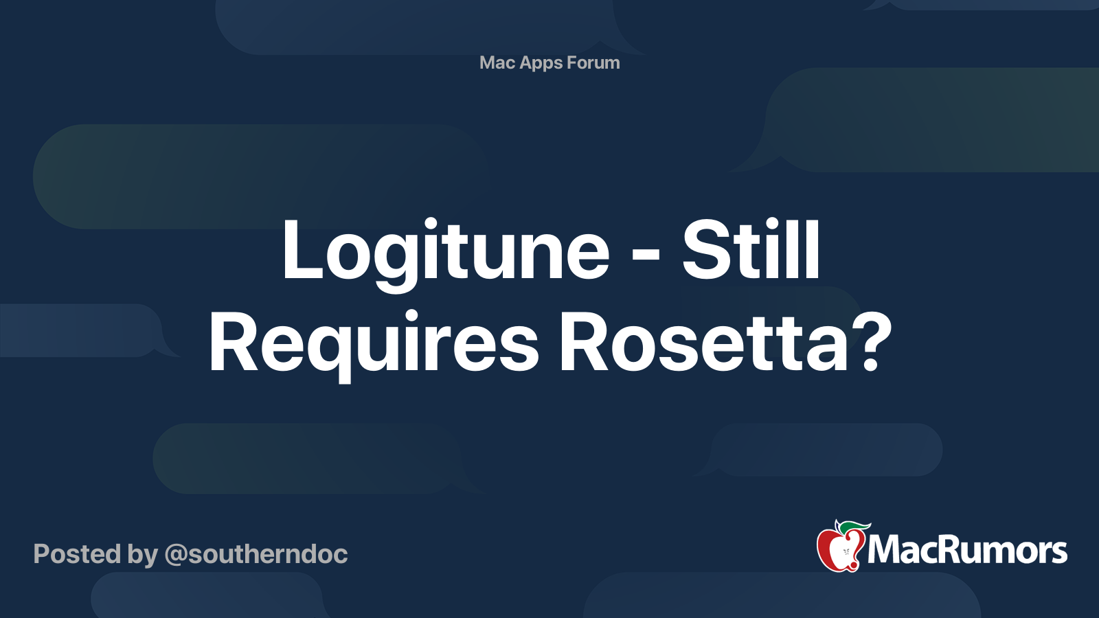 Logitune - Still Requires Rosetta? | MacRumors Forums
