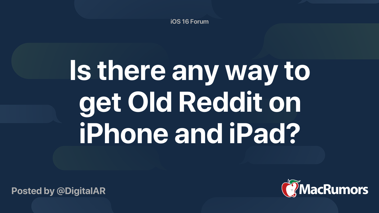 Is there any way to get Old Reddit on iPhone and iPad? | MacRumors Forums