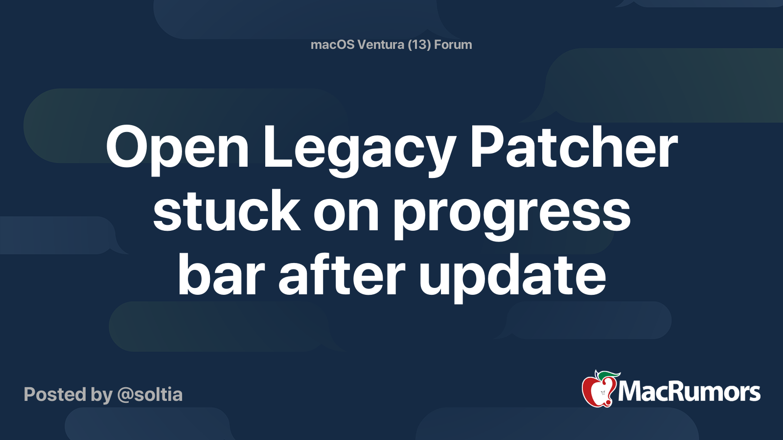 Open Legacy Patcher stuck on progress bar after update | MacRumors Forums