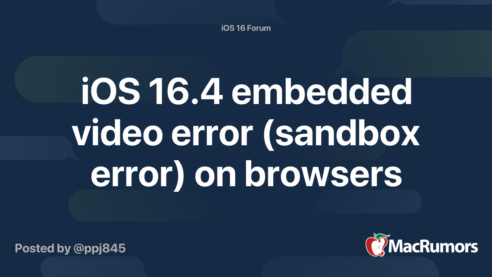 iOS 16.4 embedded video error (sandbox error) on browsers | MacRumors Forums