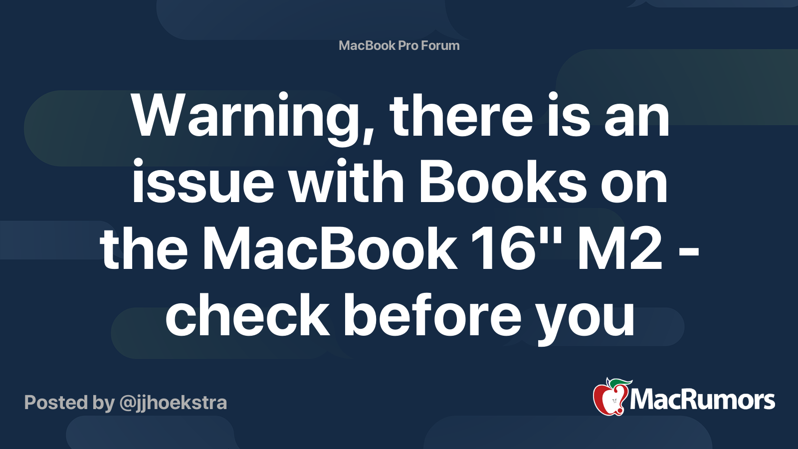 Warning, there is an issue with Books on the MacBook 16" M2 - check before you buy! | MacRumors ...
