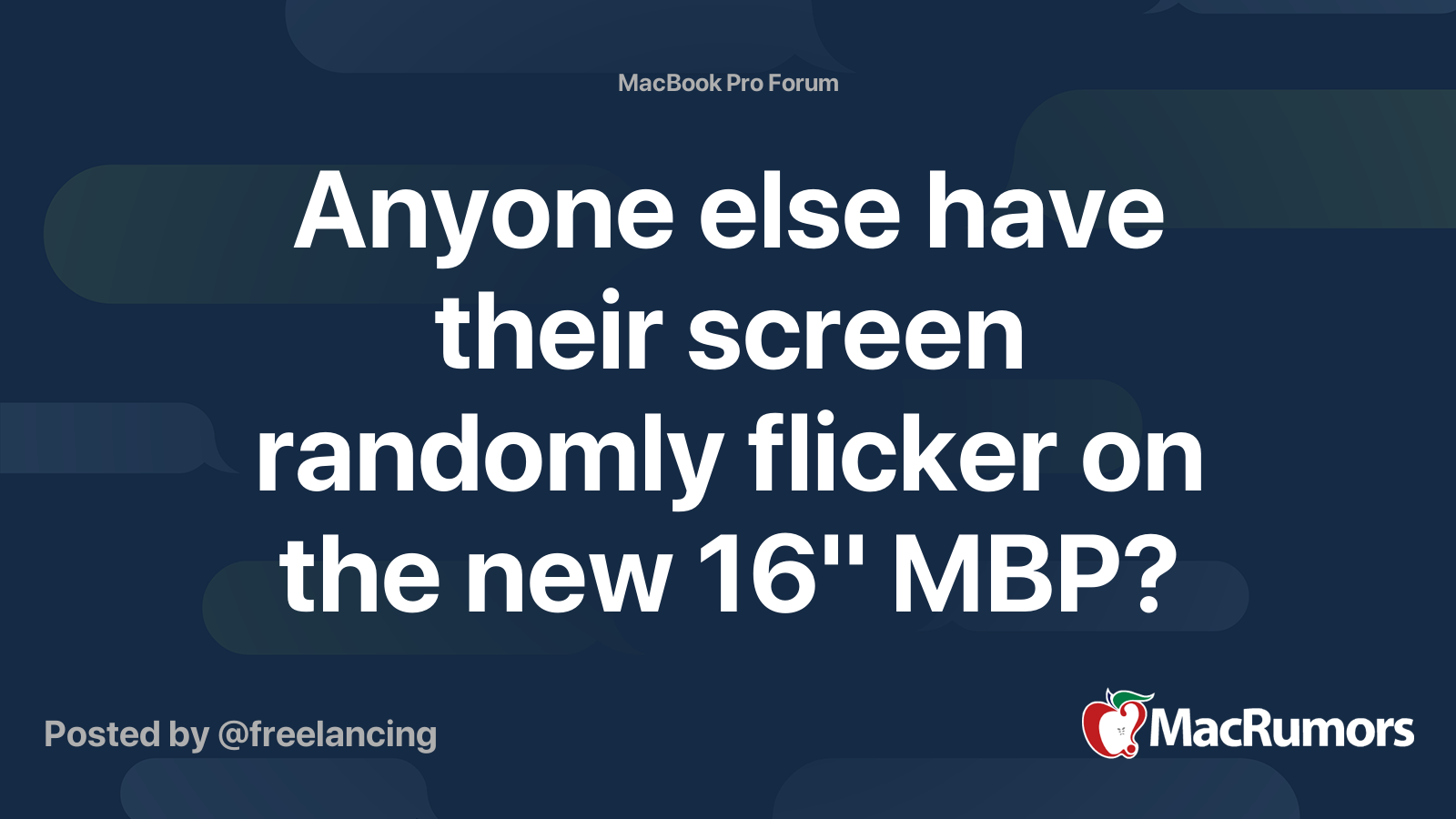 Anyone else have their screen randomly flicker on the new 16" MBP? | MacRumors Forums