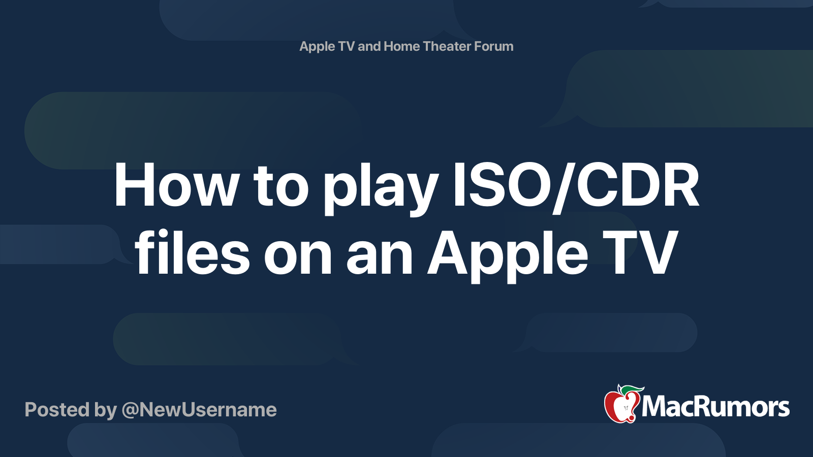 How to play ISO/CDR files on an Apple TV | MacRumors Forums