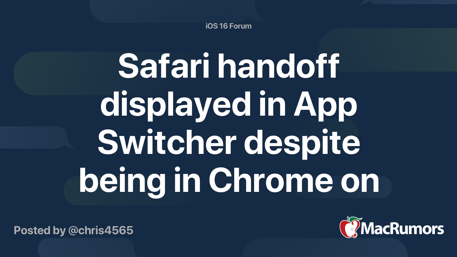 Safari handoff displayed in App Switcher despite being in Chrome on my MacBook Pro | MacRumors ...