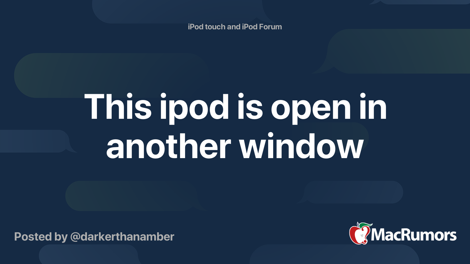 This ipod is open in another window | MacRumors Forums