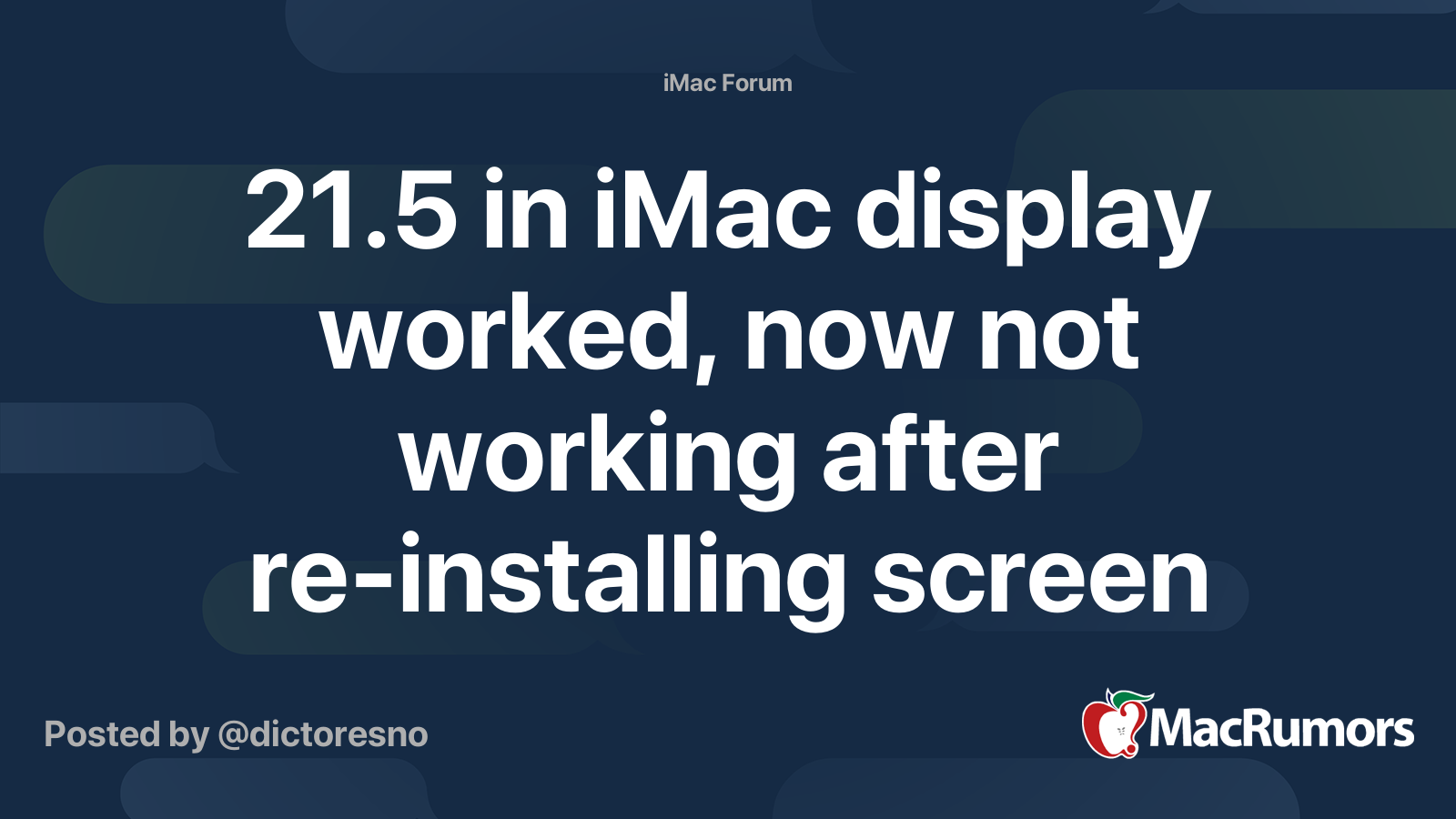 21.5 in iMac display worked, now not working after re-installing screen after HD replacement ...