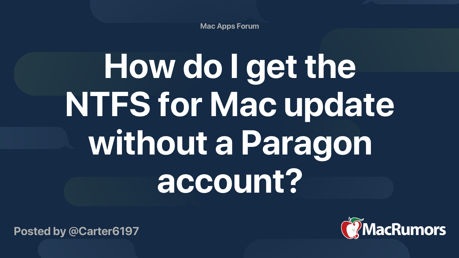How do I get the NTFS for Mac update without a Paragon account? | MacRumors Forums