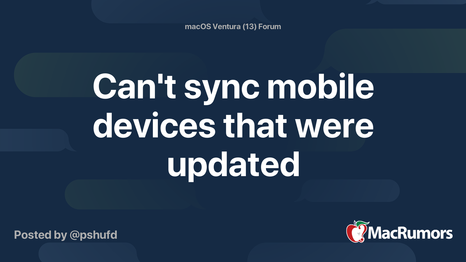 Can't sync mobile devices that were updated | MacRumors Forums