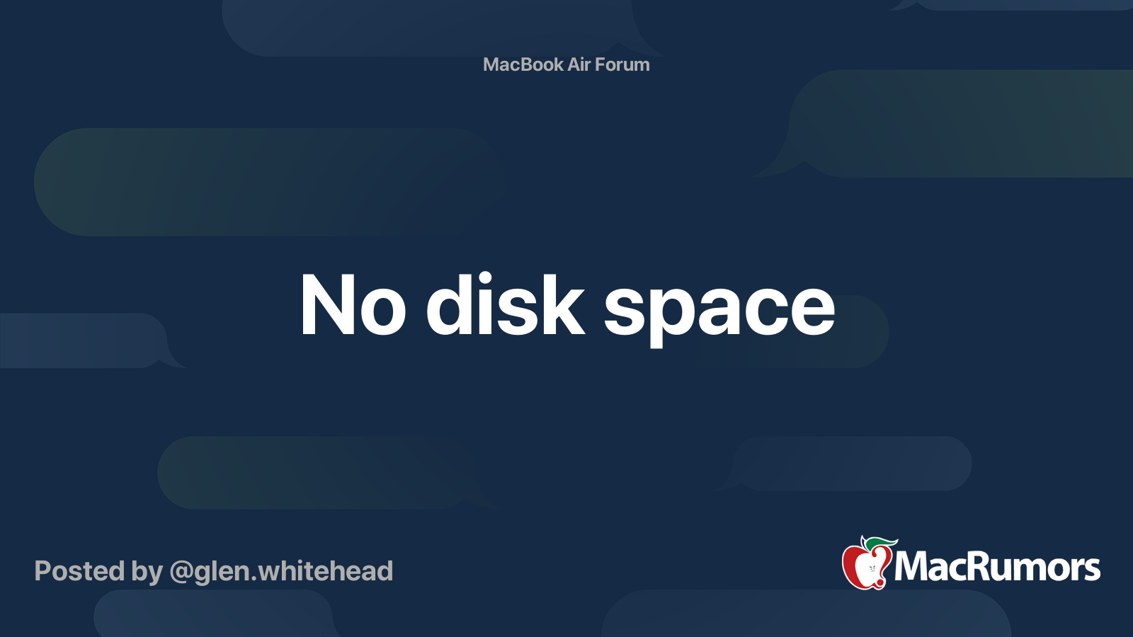 No disk space | MacRumors Forums