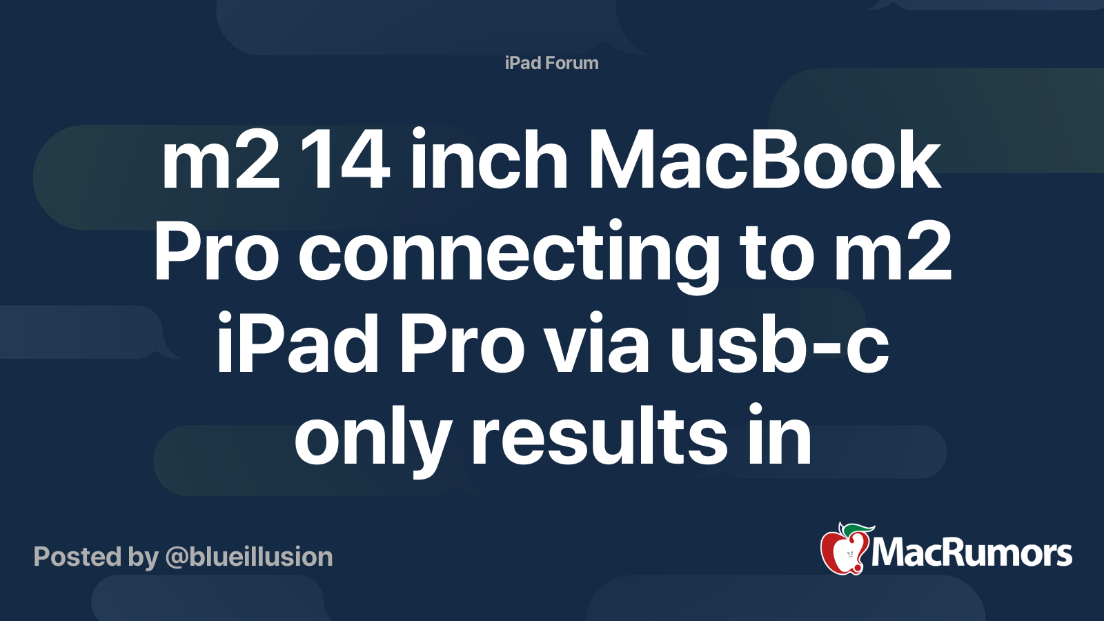 m2 14 inch MacBook Pro connecting to m2 iPad Pro via usb-c only results in 480Mbps connection ...