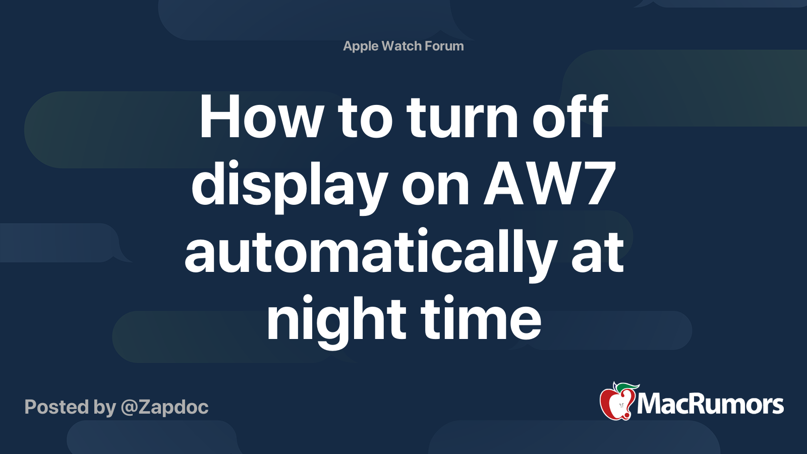 How to turn off display on AW7 automatically at night time | MacRumors ...