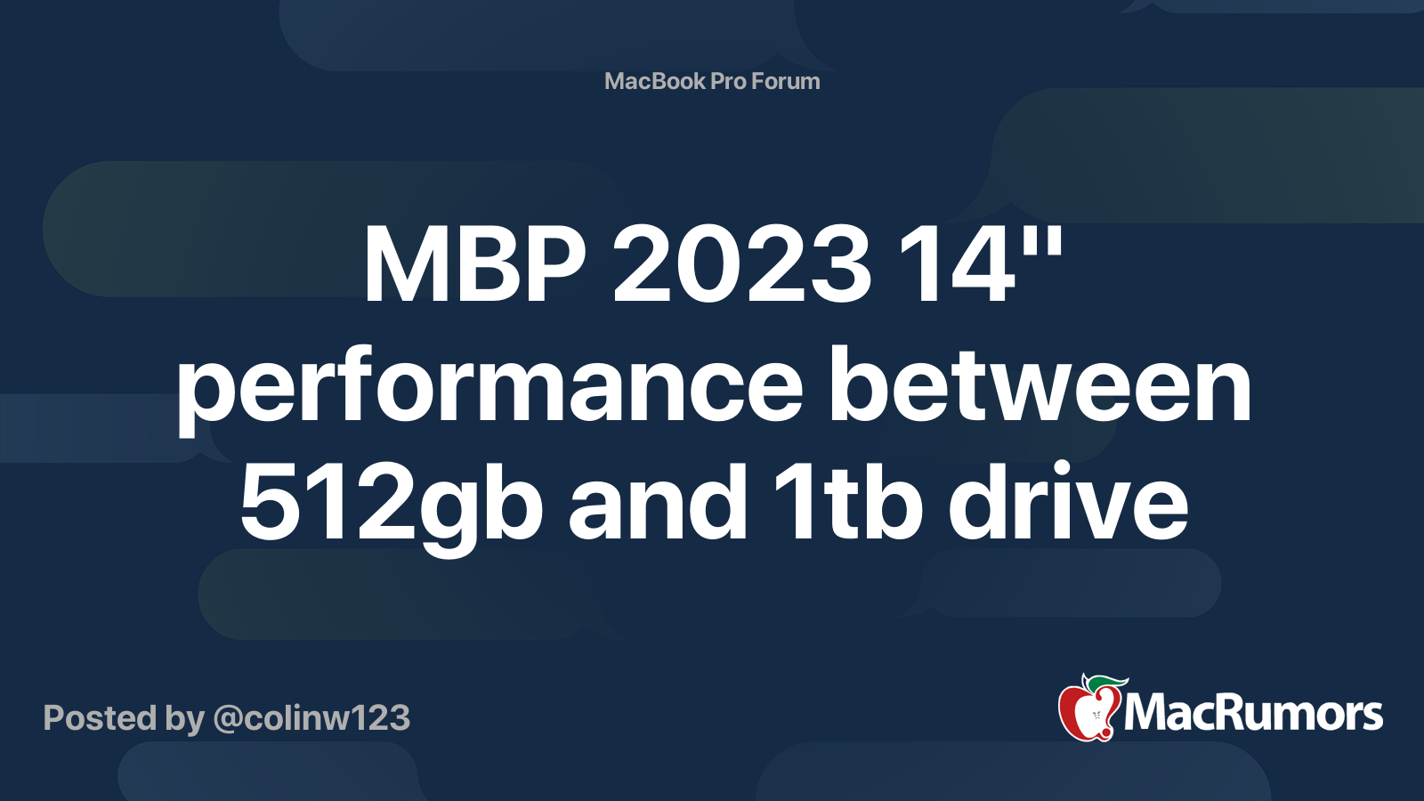 MBP 2023 14" performance between 512gb and 1tb drive | MacRumors Forums