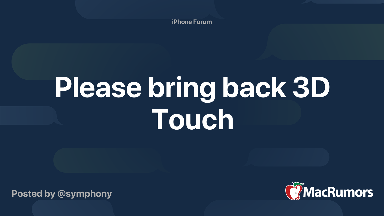 Please bring back 3D Touch | MacRumors Forums