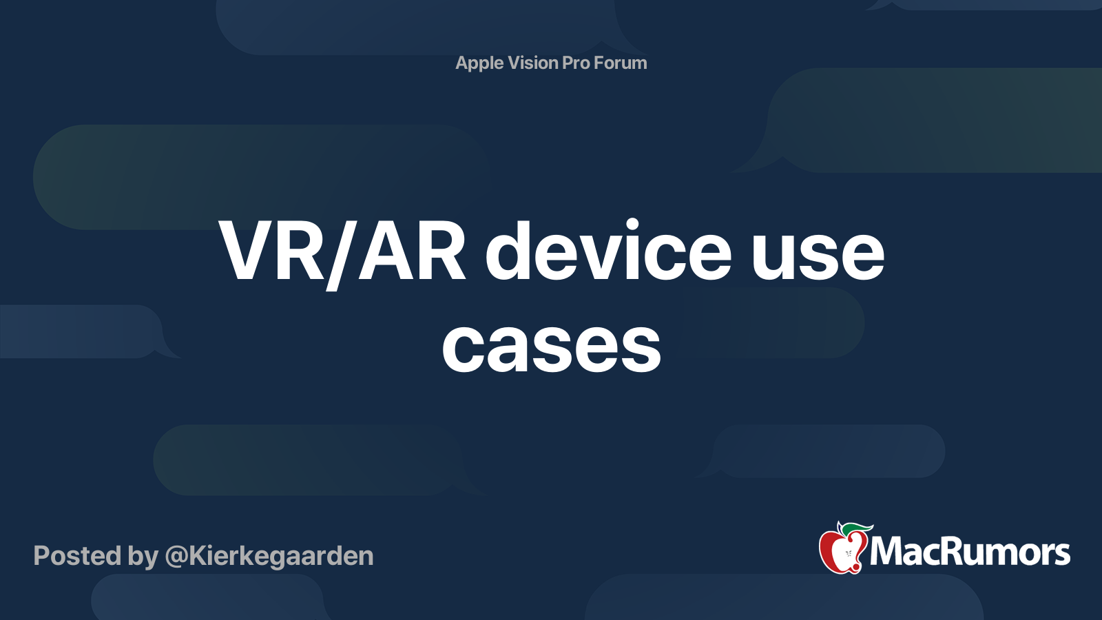 VR/AR device use cases | MacRumors Forums