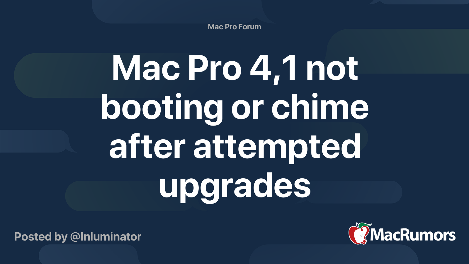 Mac Pro 4,1 not booting or chime after attempted upgrades | MacRumors Forums