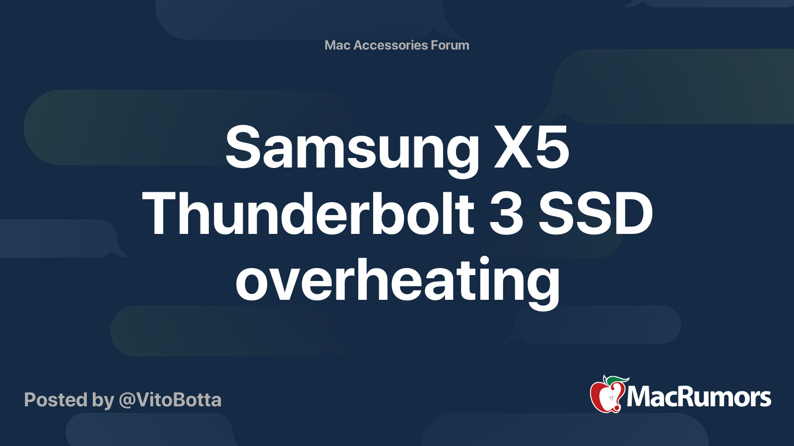 Samsung X5 Thunderbolt 3 SSD overheating | MacRumors Forums