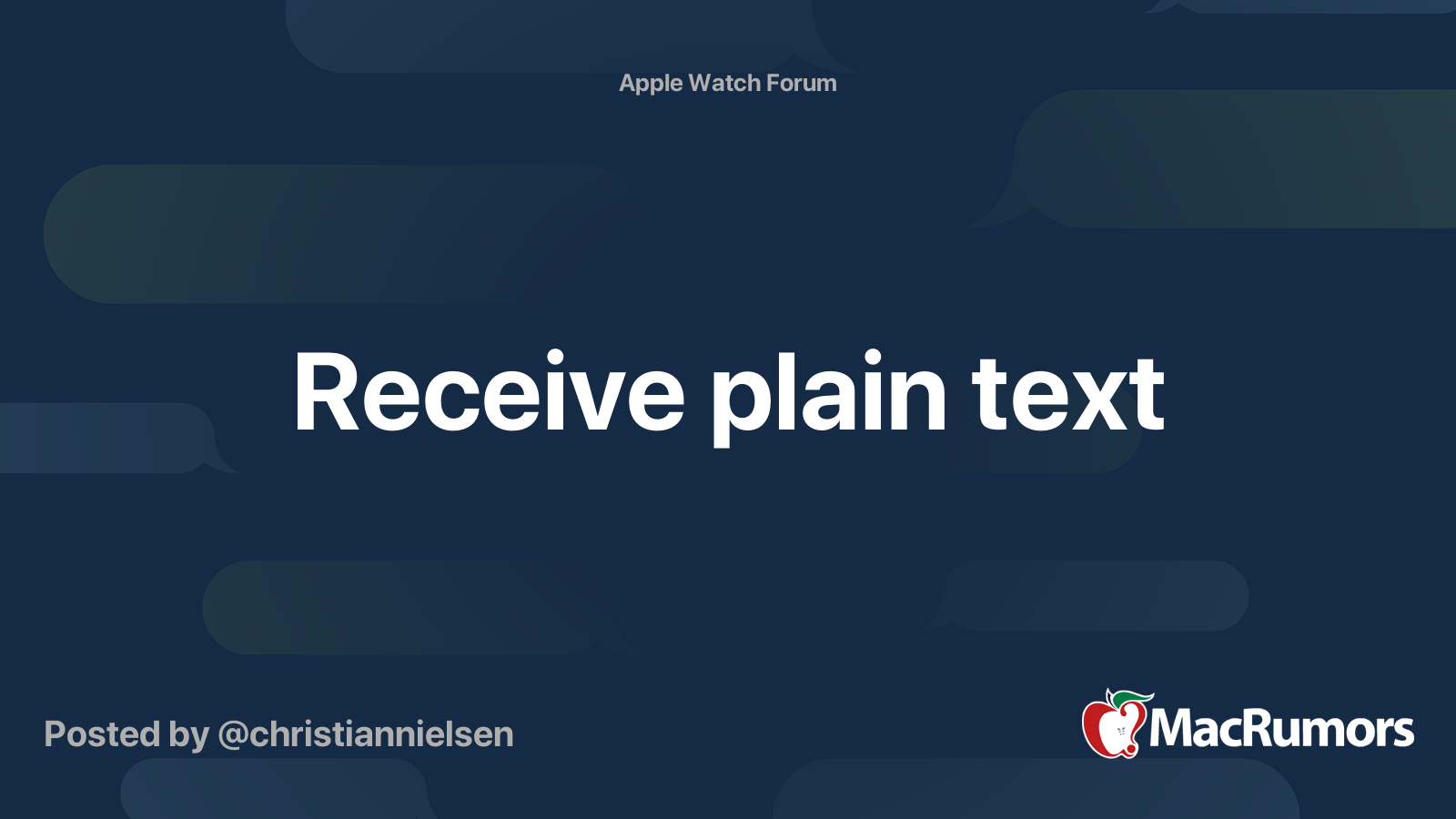 Receive plain text | MacRumors Forums