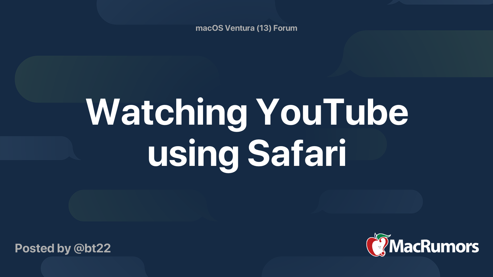 Watching YouTube using Safari | MacRumors Forums