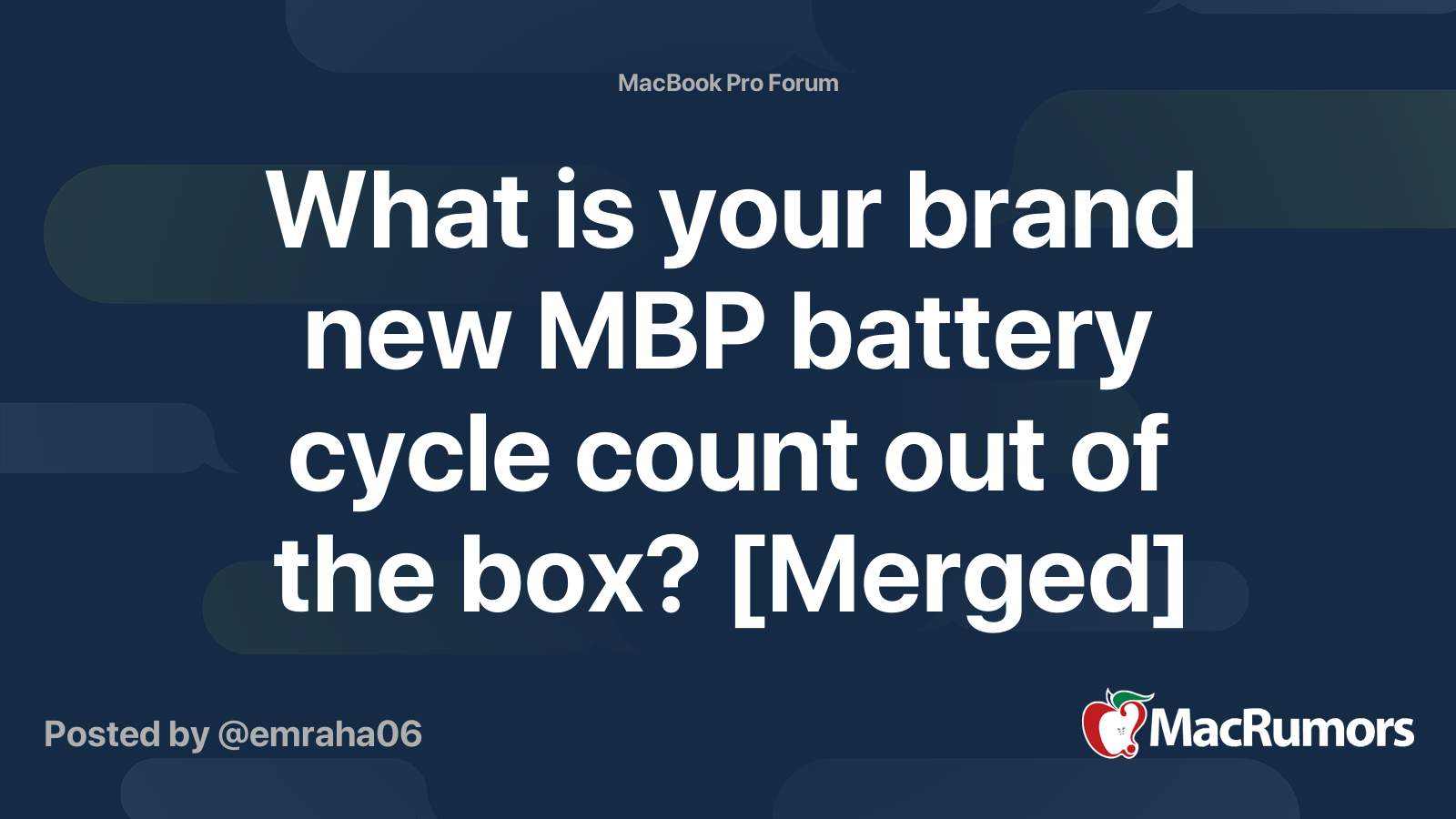 What is your brand new MBP battery cycle count out of the box? [Merged ...