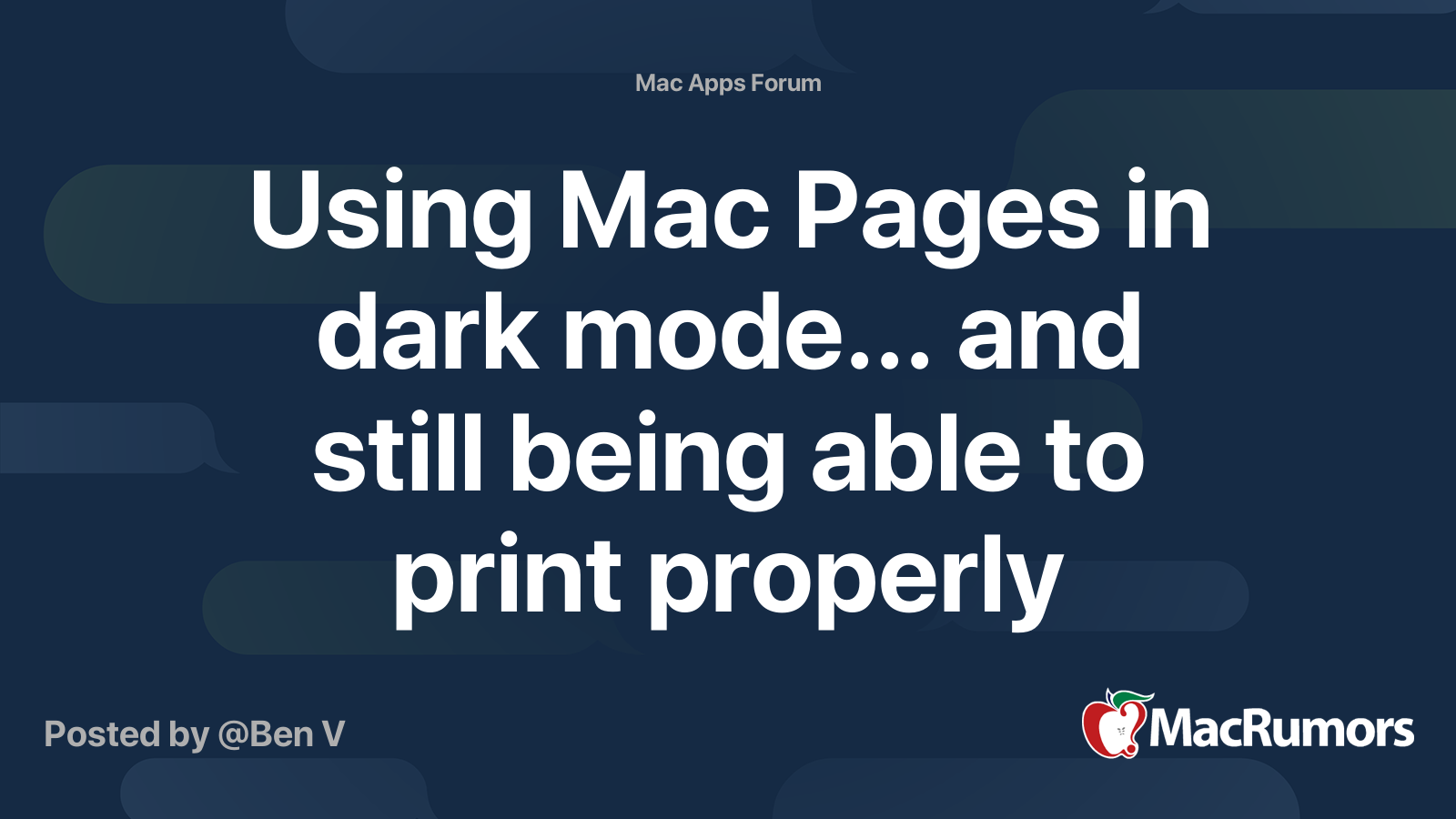 Using Mac Pages in dark mode... and still being able to print properly | MacRumors Forums