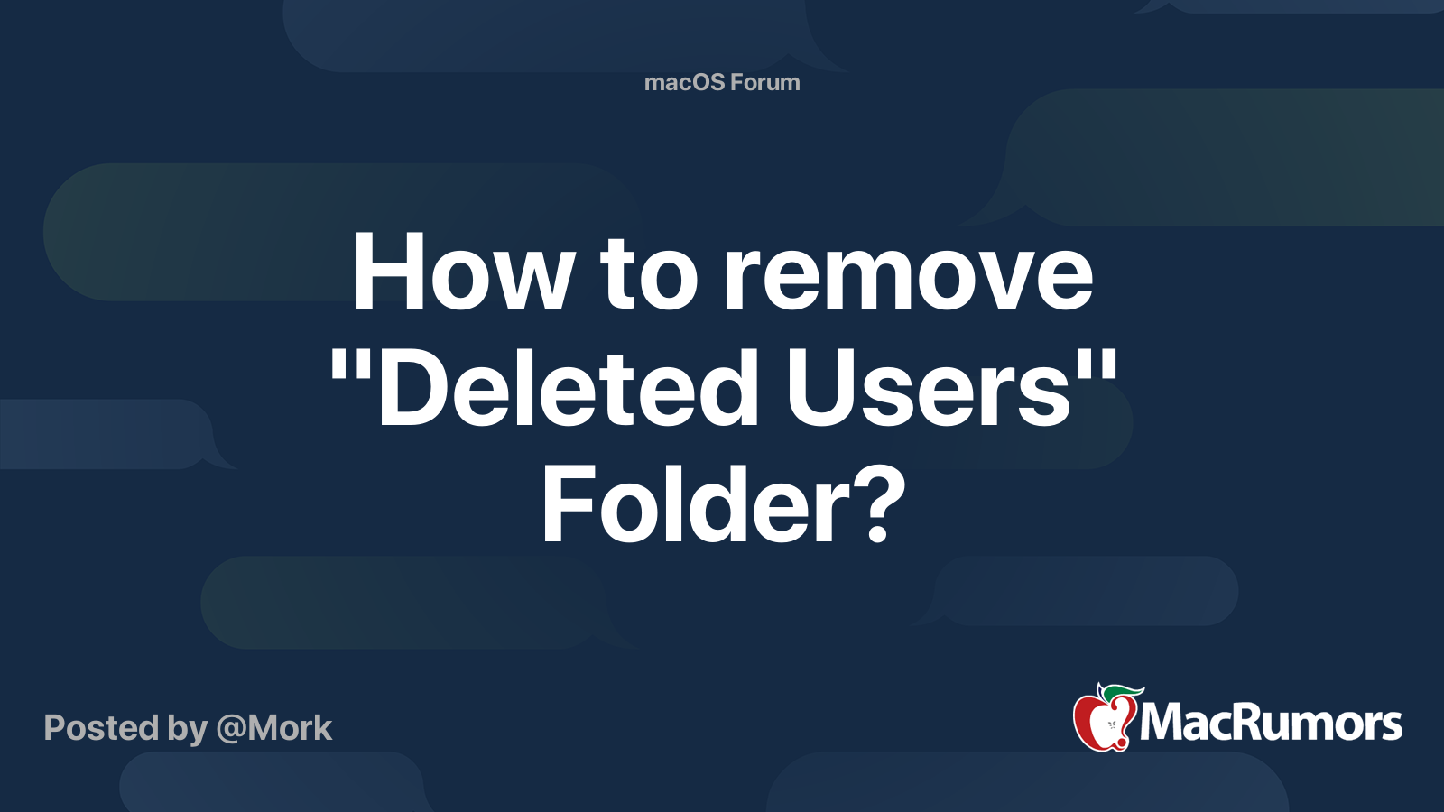 How to remove "Deleted Users" Folder? | MacRumors Forums