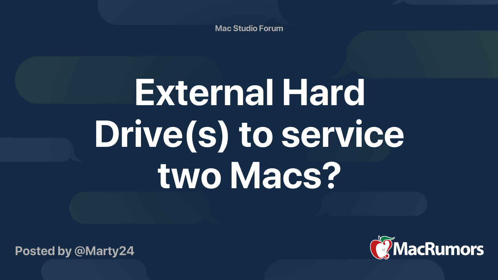 External Hard Drive(s) to service two Macs? | MacRumors Forums