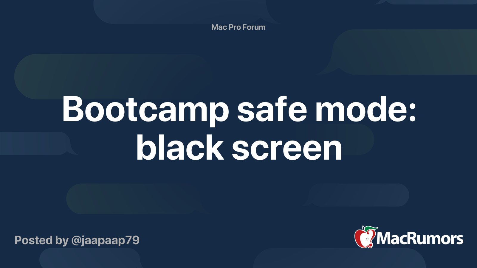 Bootcamp safe mode: black screen | MacRumors Forums