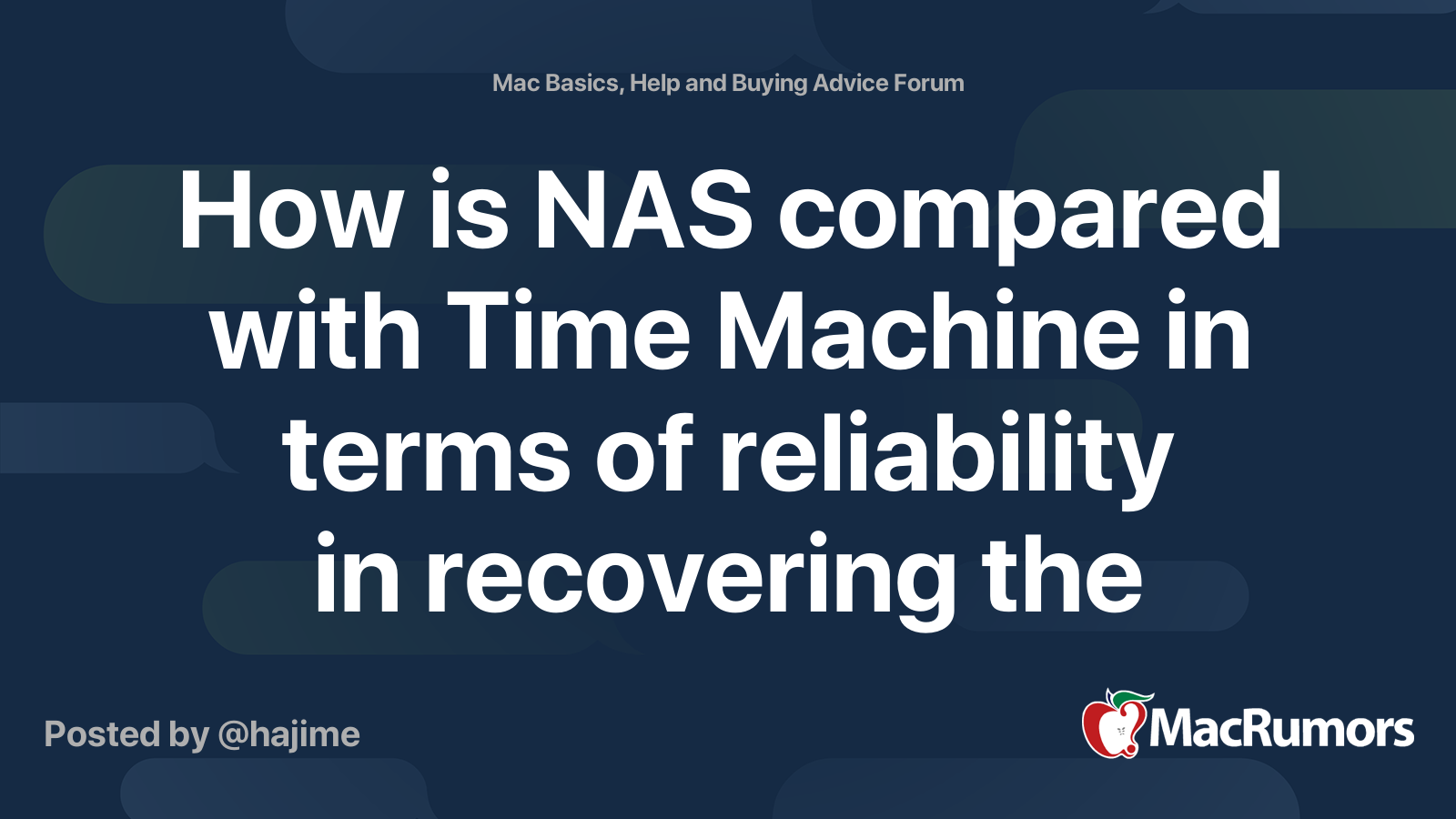 How is NAS compared with Time Machine in terms of reliability in recovering the files in case ...