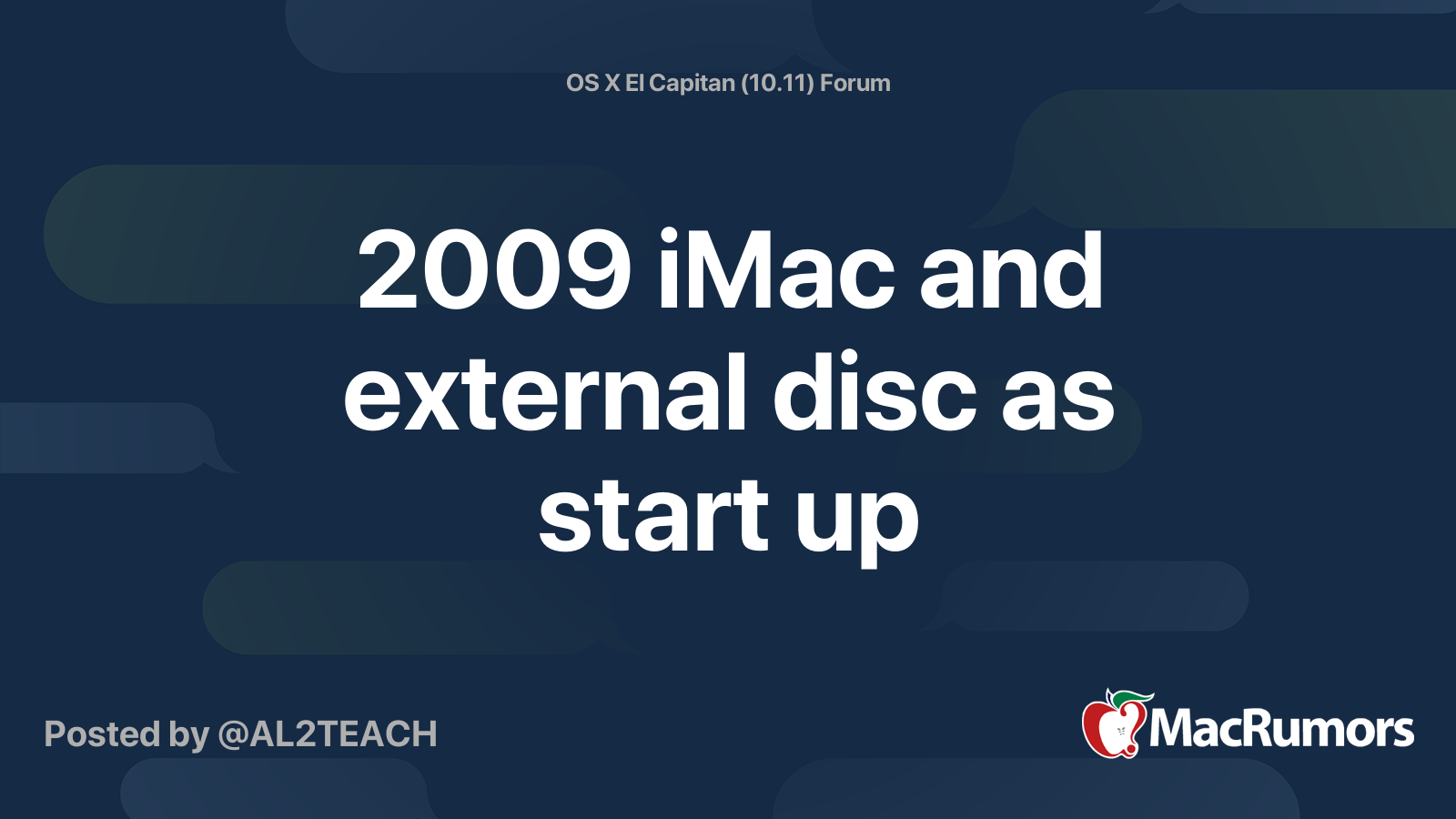 2009 iMac and external disc as start up | MacRumors Forums