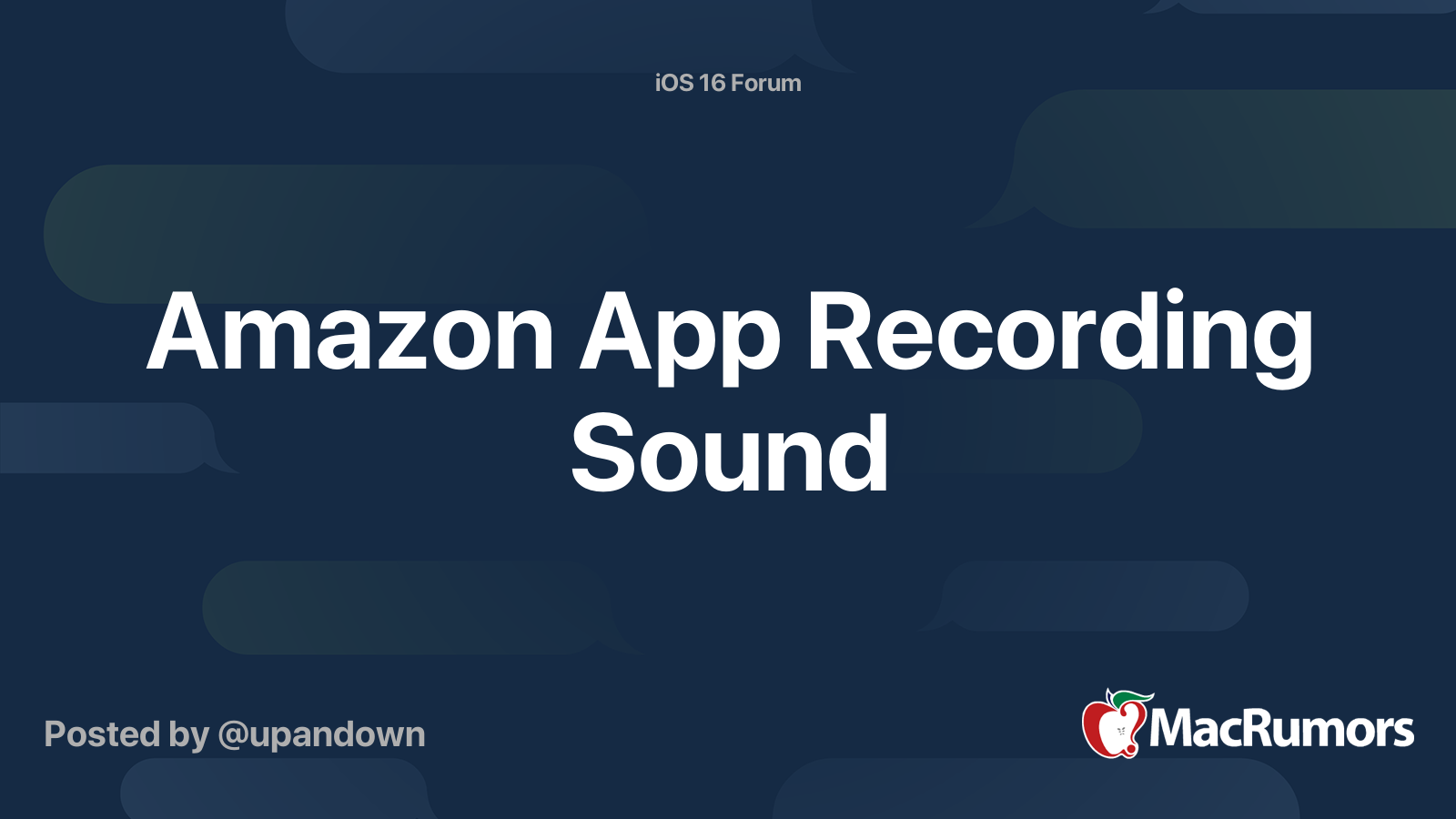 Amazon App Recording Sound | MacRumors Forums