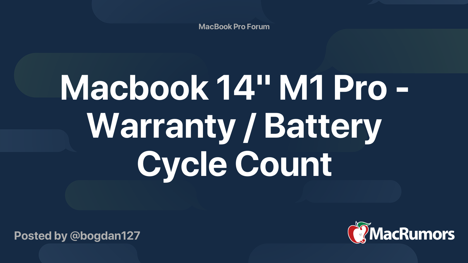 Macbook 14" M1 Pro - Warranty / Battery Cycle Count | MacRumors Forums
