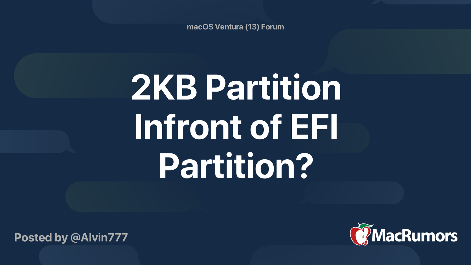 2KB Partition Infront of EFI Partition? | MacRumors Forums