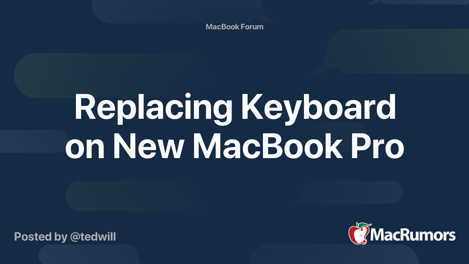 Replacing Keyboard on New MacBook Pro | MacRumors Forums