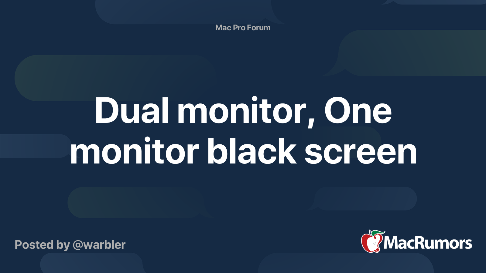 Dual monitor, One monitor black screen | MacRumors Forums
