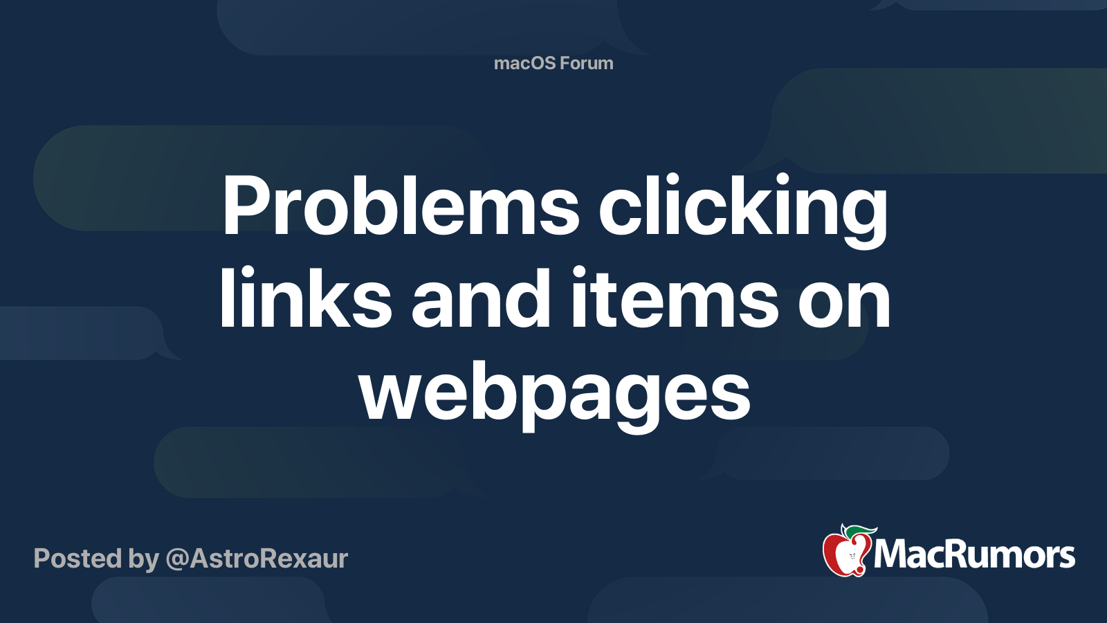 Problems clicking links and items on webpages | MacRumors Forums