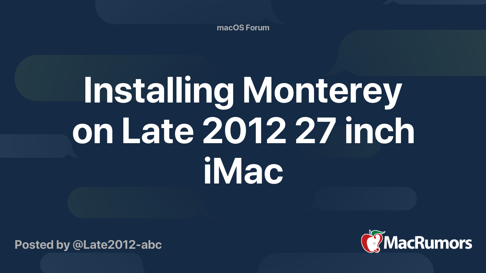 Installing Monterey on Late 2012 27 inch iMac | MacRumors Forums