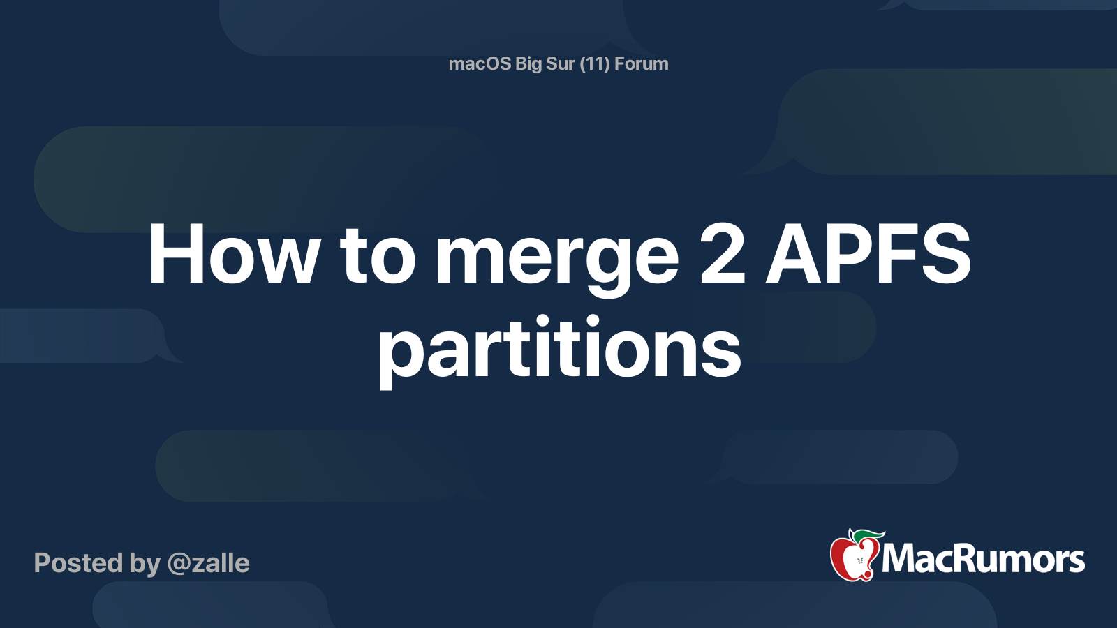 How to merge 2 APFS partitions | MacRumors Forums