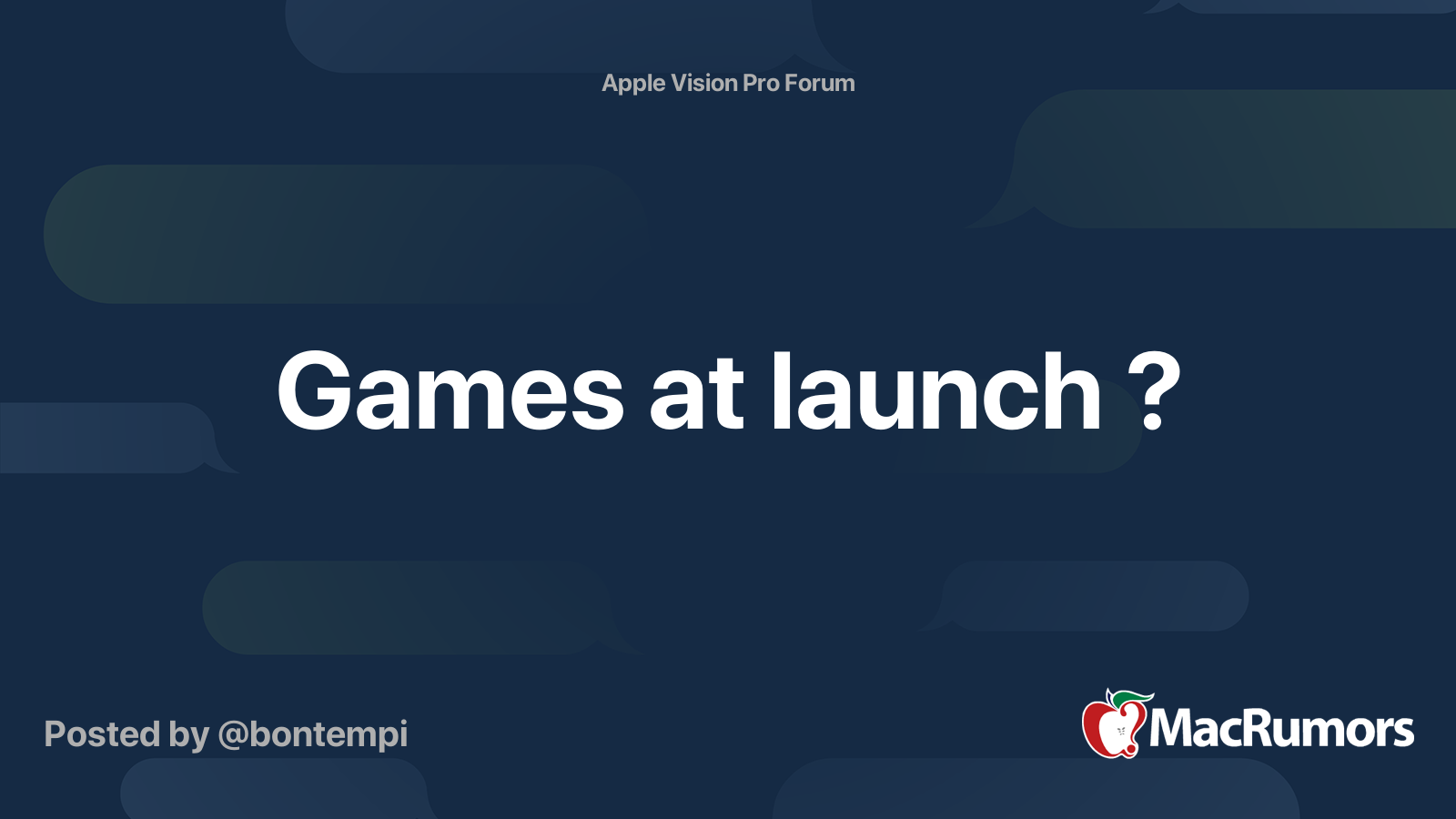 Games at launch ? | MacRumors Forums